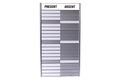 Present-Absent bord 20 plaatjes, Wit-Zwart - Schuifbord