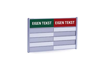 Eigen Tekst Bord, Groen-Rood, 5 plaatjes met gravure