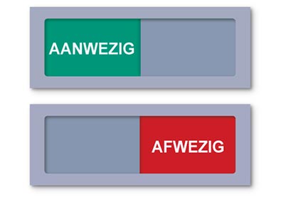 09. AANWEZIG - AFWEZIG Schuifbord Zilver